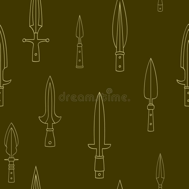 Seamless Pattern with Ancient Spearheads Stock Vector - Illustration of spearheads, tool: 234763465