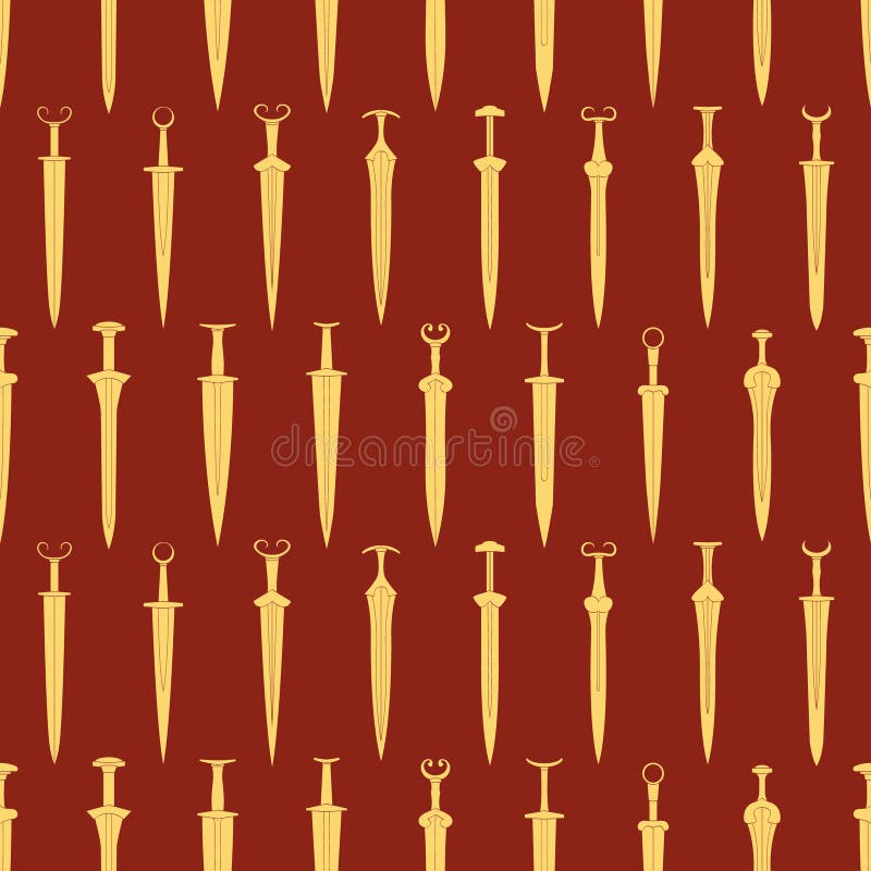 Seamless Pattern with Ancient Swords Stock Vector - Illustration of ...