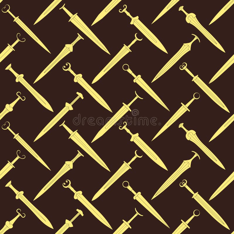 Seamless Pattern with Ancient Swords Stock Vector - Illustration of ...