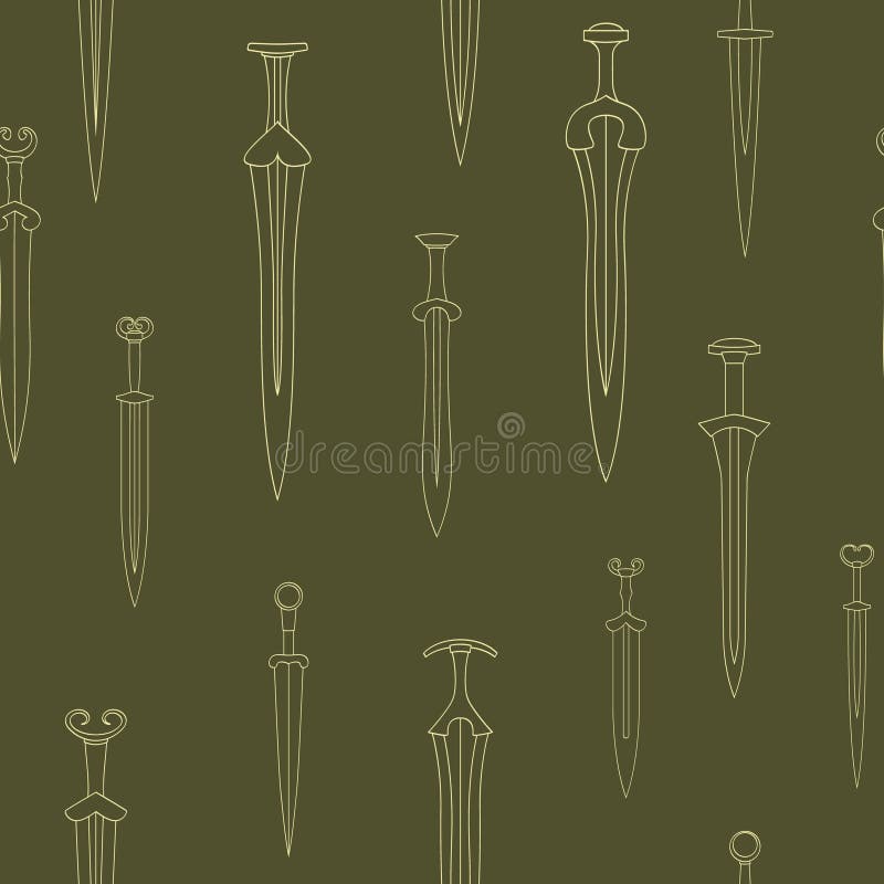 Seamless Pattern with Ancient Swords Stock Vector - Illustration of ...