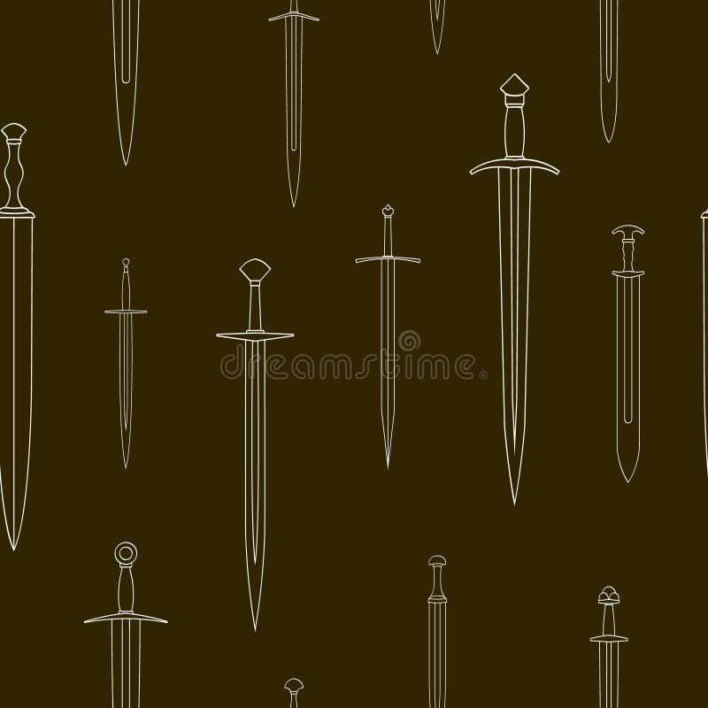 Seamless Pattern with Ancient Swords Stock Vector - Illustration of ...