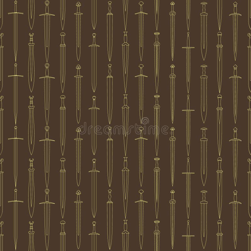 Seamless Pattern with Ancient Swords Stock Vector - Illustration of ...