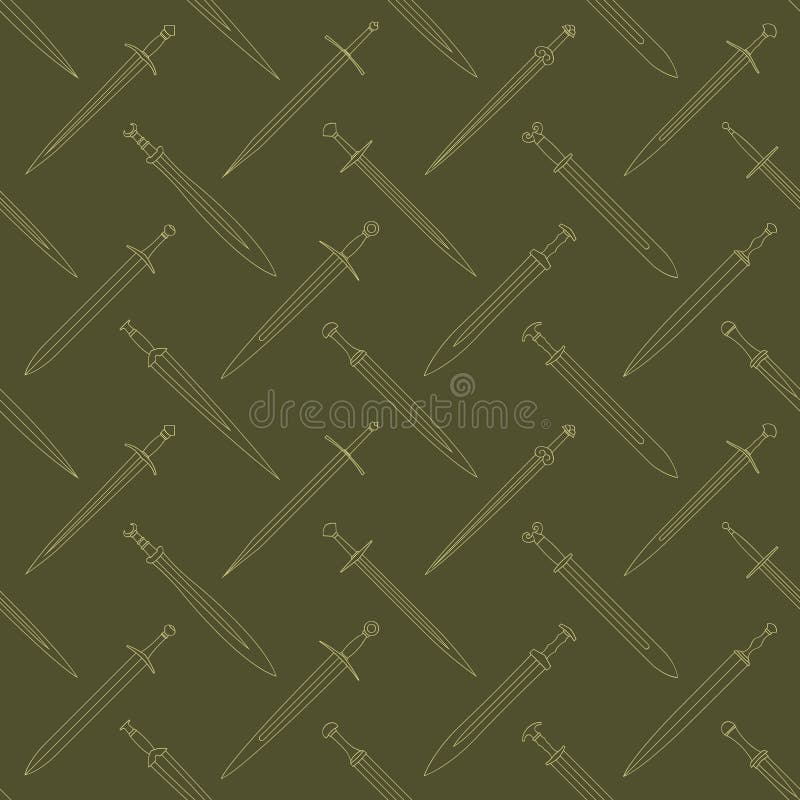 Seamless Pattern with Ancient Swords Stock Vector - Illustration of ...