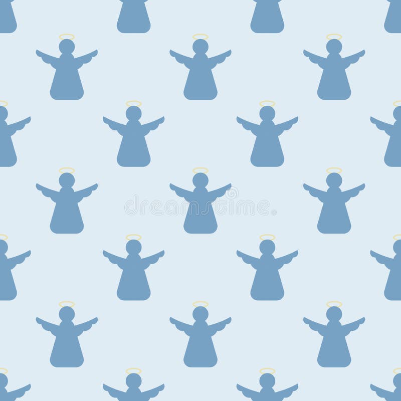 Seamless Pattern with Angels on a Blue Background Stock Vector ...