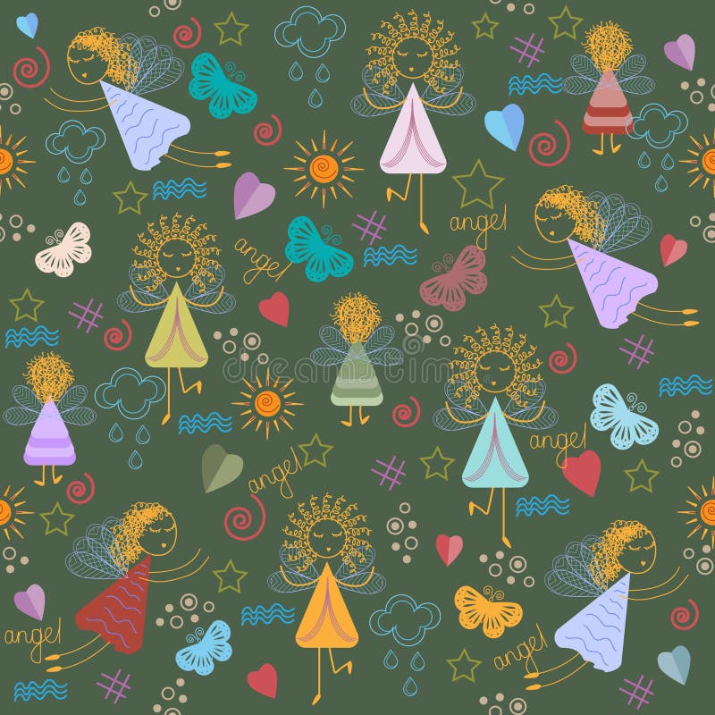 Seamless-pattern-the-angels,-vector Stock Vector - Illustration of ...