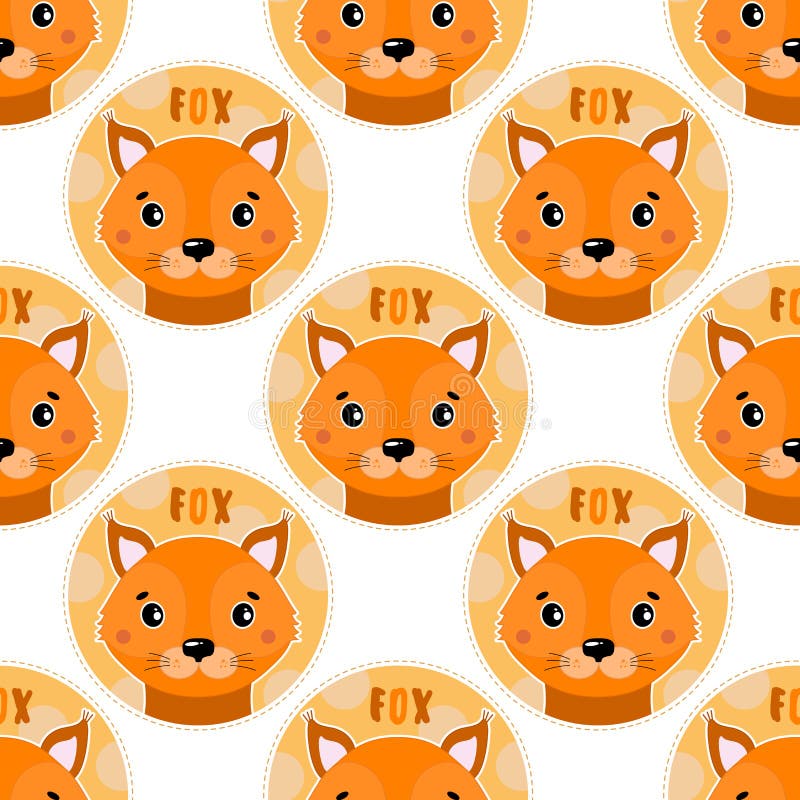 Seamless Pattern Animal Fox Face. Funny Head Muzzle Stock Vector ...