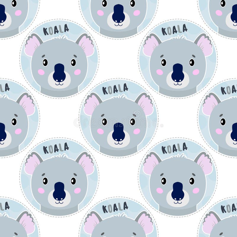 Seamless Pattern Animal Koala Face. Funny Head Muzzle Stock ...