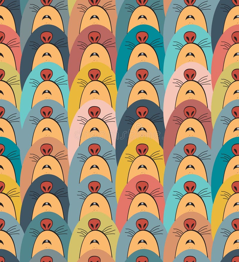 Seamless Pattern of Animal Noses. Stock Vector - Illustration of baby ...