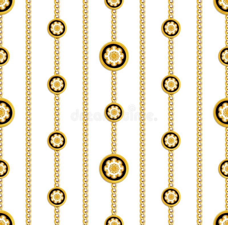 Seamless Pattern of Antique Decorative Motif with Golden Chains on ...