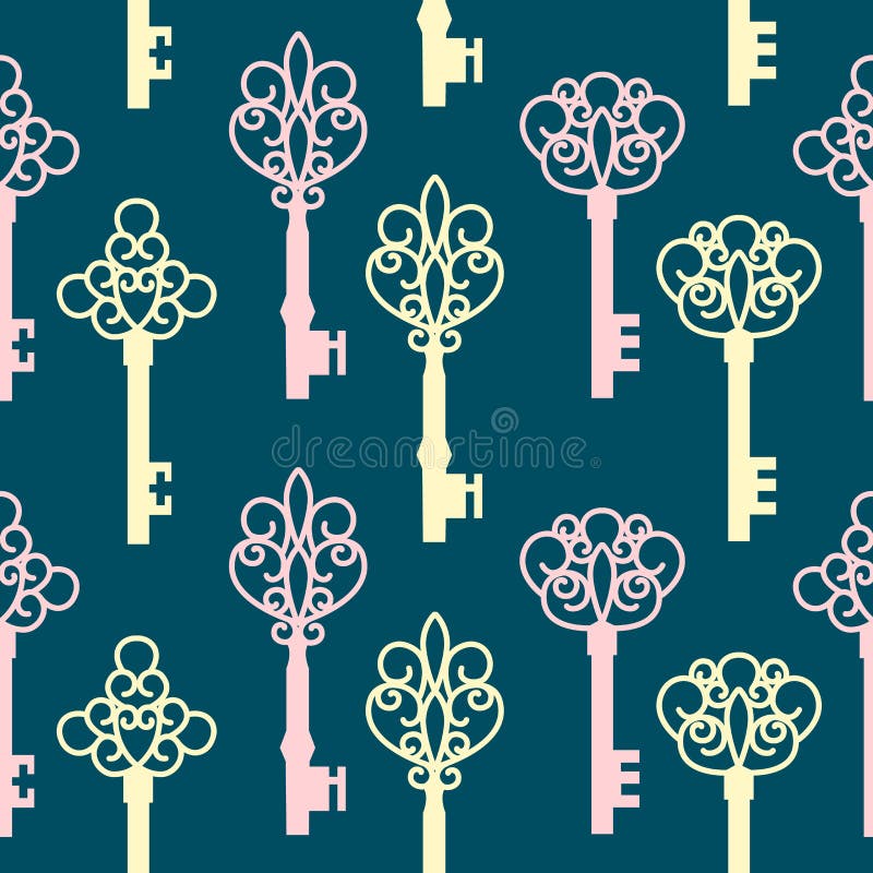 Seamless Pattern with Antique Keys. Stock Vector - Illustration of ...
