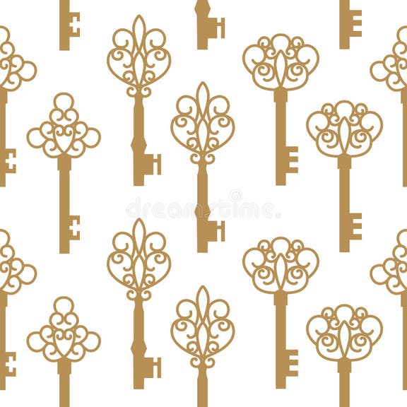 Seamless Pattern with Antique Keys. Vector Illustration Stock Vector ...