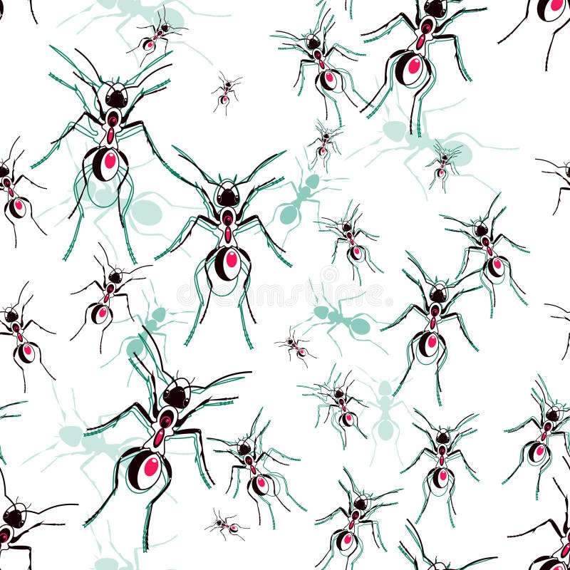 Seamless pattern with ants stock vector. Illustration of insect - 22046229