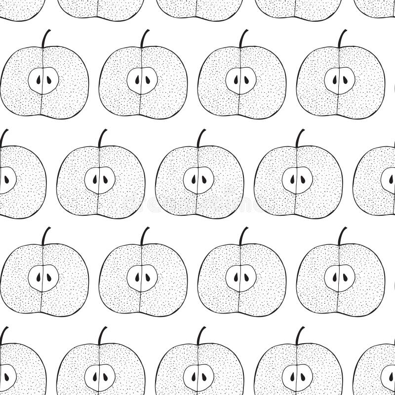 Seamless Pattern Apples. Doodle Outline Sketch Stock Vector ...