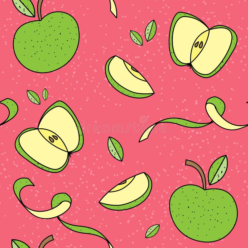 Apples Seamless Pattern Vector Stock Illustration Illustration Of