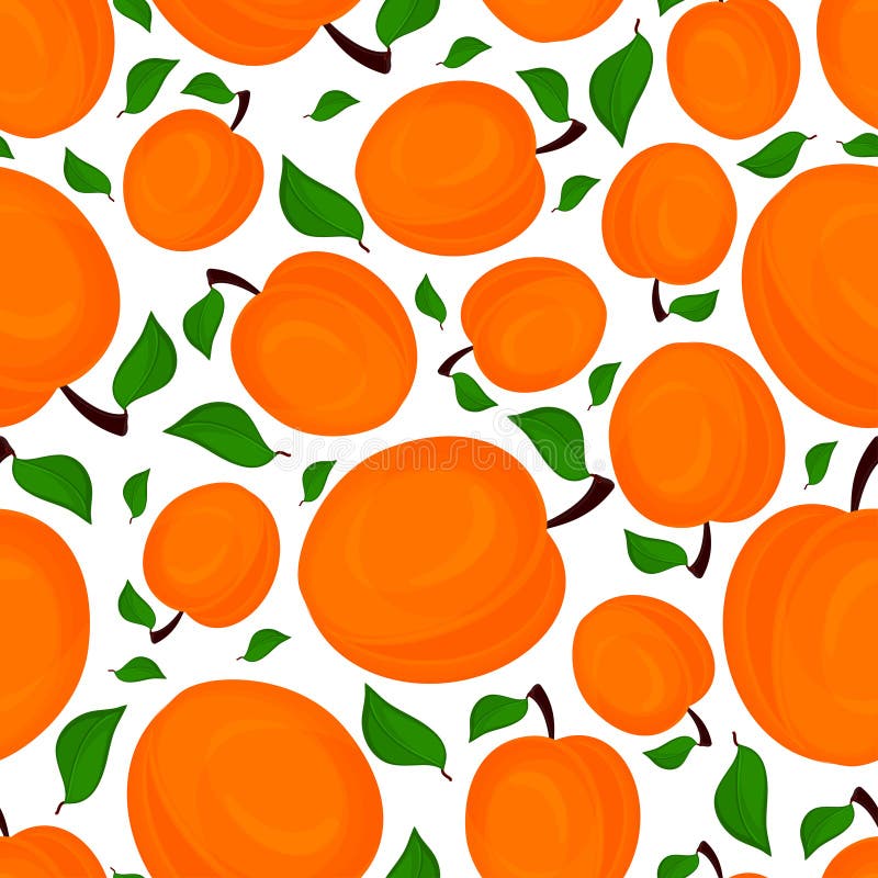 Peach Pattern. Seamless Texture with Ripe Peaches Stock Vector ...