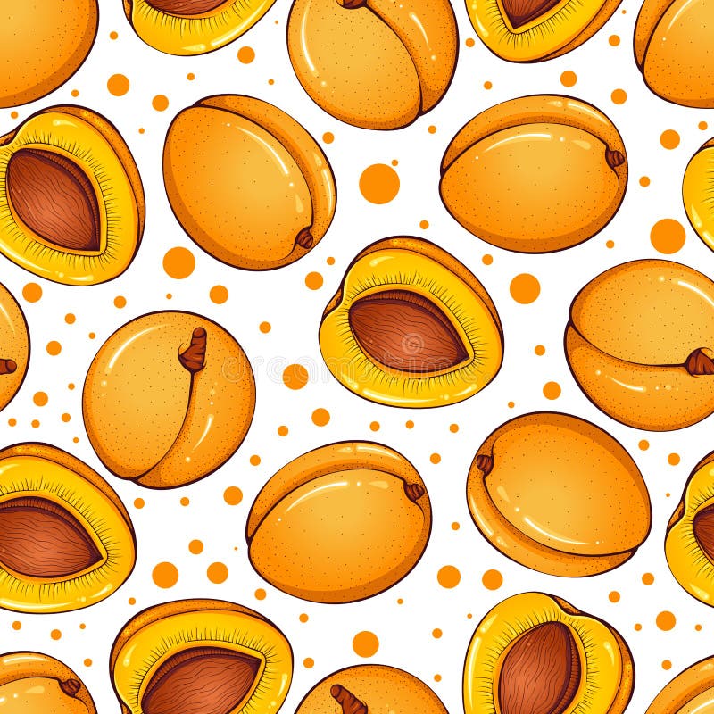 Seamless Pattern with Apricots Stock Vector - Illustration of decor ...