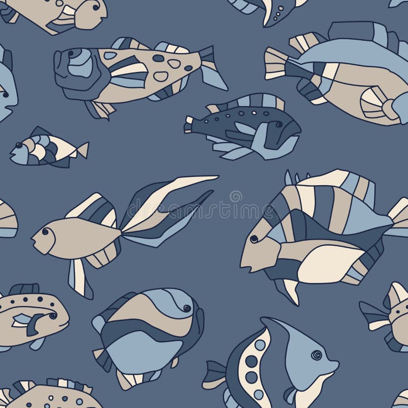 Seamless Pattern Aquarium Fish Wave Stock Vector - Illustration of ...