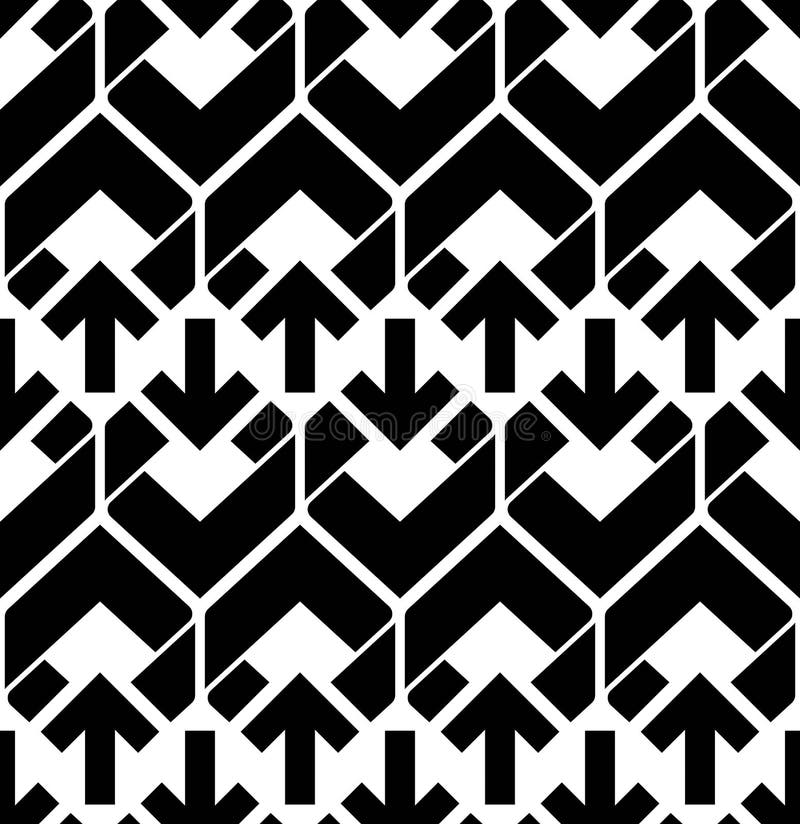 Seamless Pattern with Arrows, Black and White Infinite Geometric Stock ...