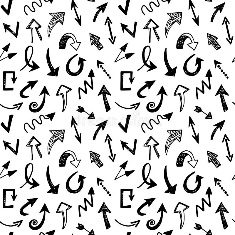 Seamless Pattern with Arrows, Doodles Icons Set Stock Vector ...