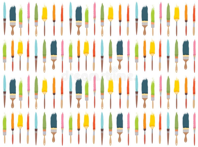 Seamless Pattern Art Brushes with Color Paint Stock Illustration ...