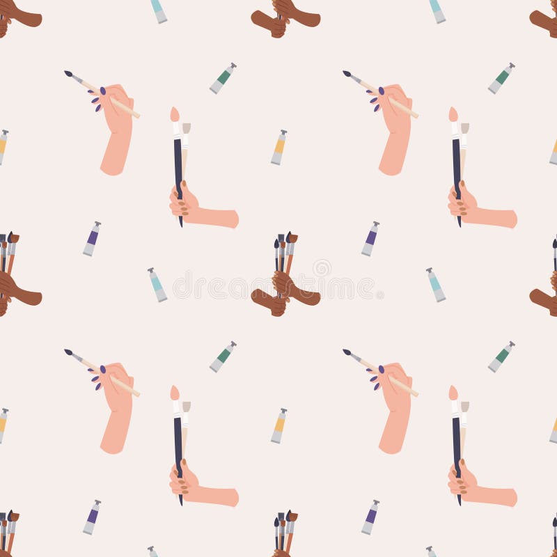Seamless Pattern of Art Supplies for Craft Design and Creativity ...