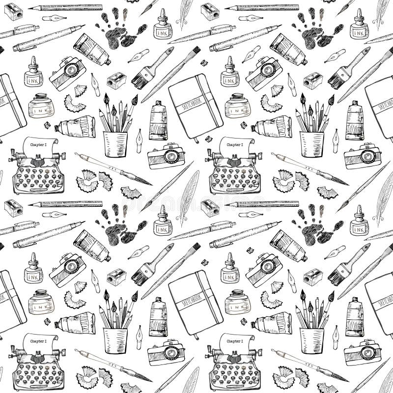 Seamless Pattern with Artist and Writer Tools. Stock Vector ...