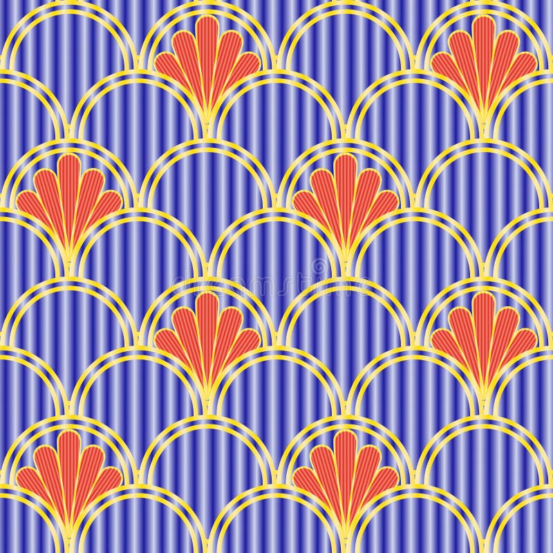 Seamless Pattern in Asian Japanese Wave Seashell Stock Vector ...