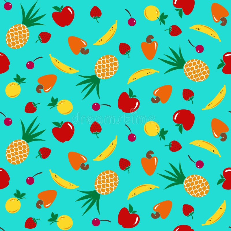 Seamless Pattern with Assorted Fruits Stock Illustration - Illustration ...