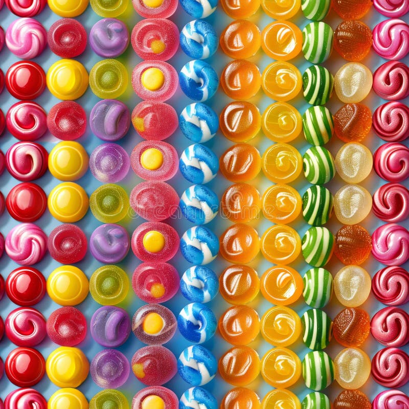 Seamless Pattern of Assorted Hard Candies in Rows Stock Illustration ...