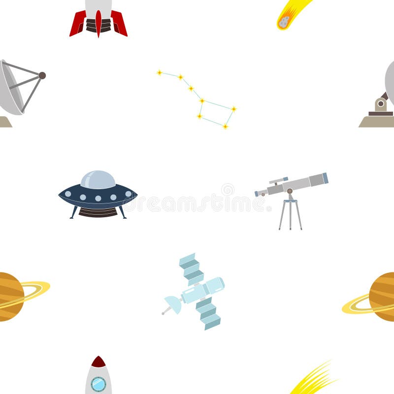 Seamless Pattern with Astronomy and Space Icons Stock Vector ...