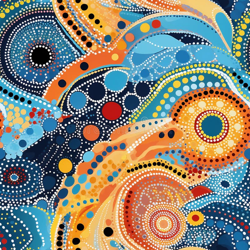 Seamless Pattern in Australian Aboriginal Dot Painting Style. Stock ...
