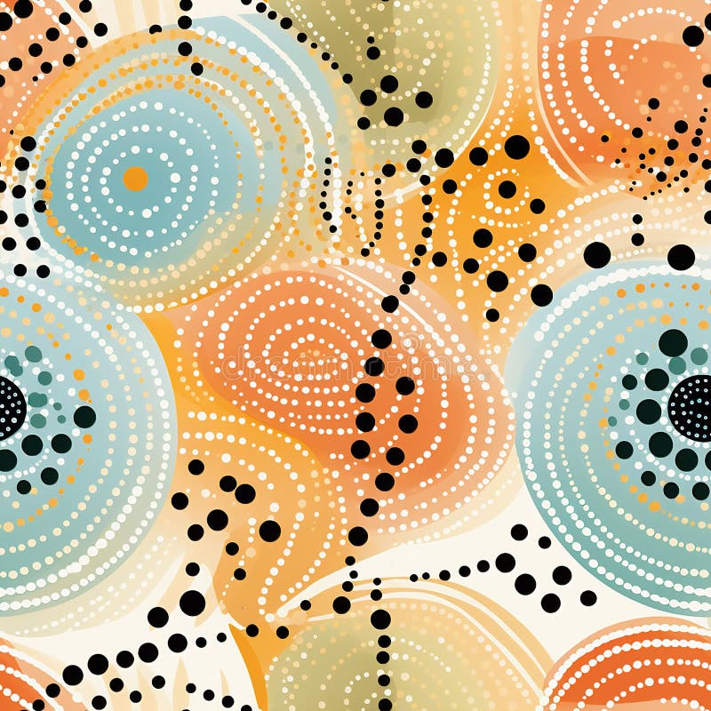 Seamless Pattern in Australian Aboriginal Dot Painting Style. Stock Illustration - Illustration ...