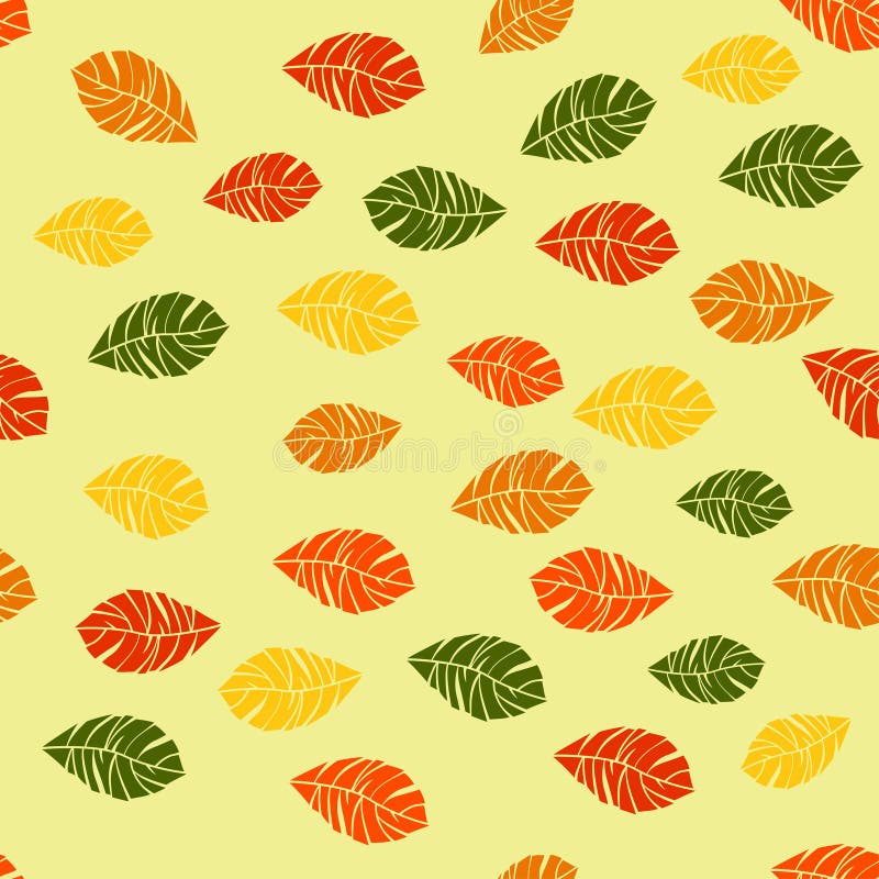 Seamless Pattern of Autumn Colored Leaves. Vector Stock Illustration ...