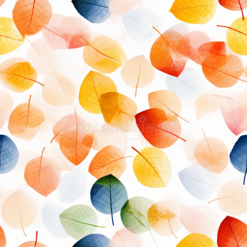 Seamless Pattern of Autumn Colors Foliage Skeleton with a Translucent ...