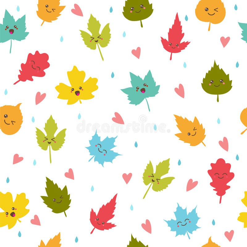 Seamless Pattern with Autumn Leaves. Cute Background Stock Vector ...