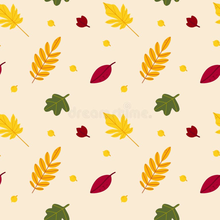 Seamless Pattern of Autumn Leaves from Different Trees, Ash, Birch, Oak ...