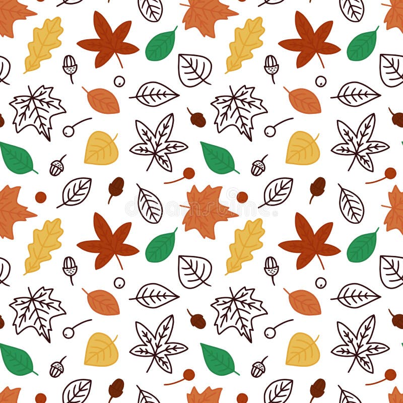 Seamless Pattern with Autumn Leaves. Endless Print. Vector Illustration ...