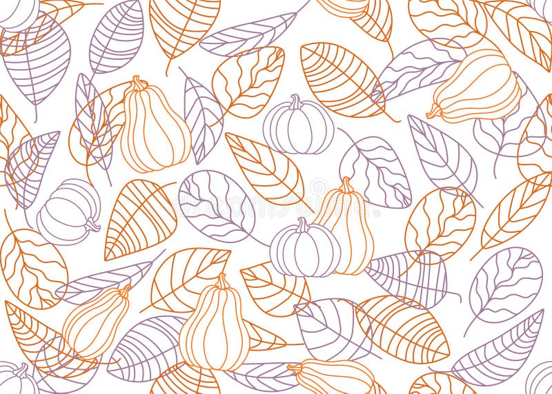 Seamless Pattern of Autumn Leaves and Pumpkins. Stock Vector ...