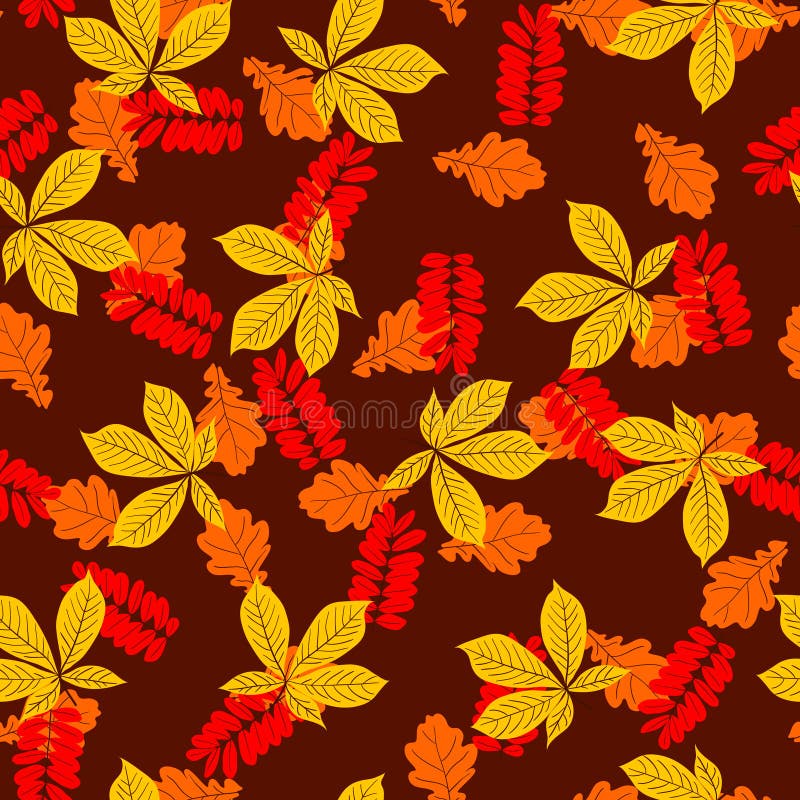 Seamless Pattern of Autumn Leaves. Vector Illustration Stock Vector ...