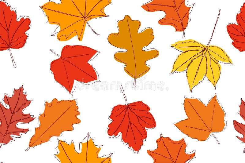 Seamless Pattern of Autumn Leaves.Vector Illustration Isolated on White ...