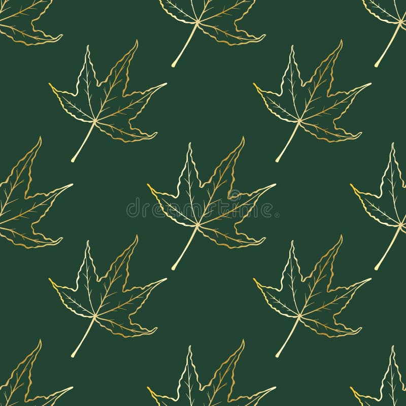 Seamless Pattern with Autumn Maple Leaves. in Sketch Doodle Style. on a ...