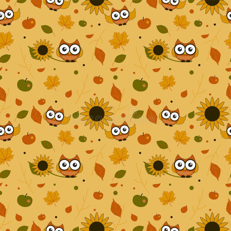 Seamless Pattern with Autumn Owls Stock Vector - Illustration of nature ...