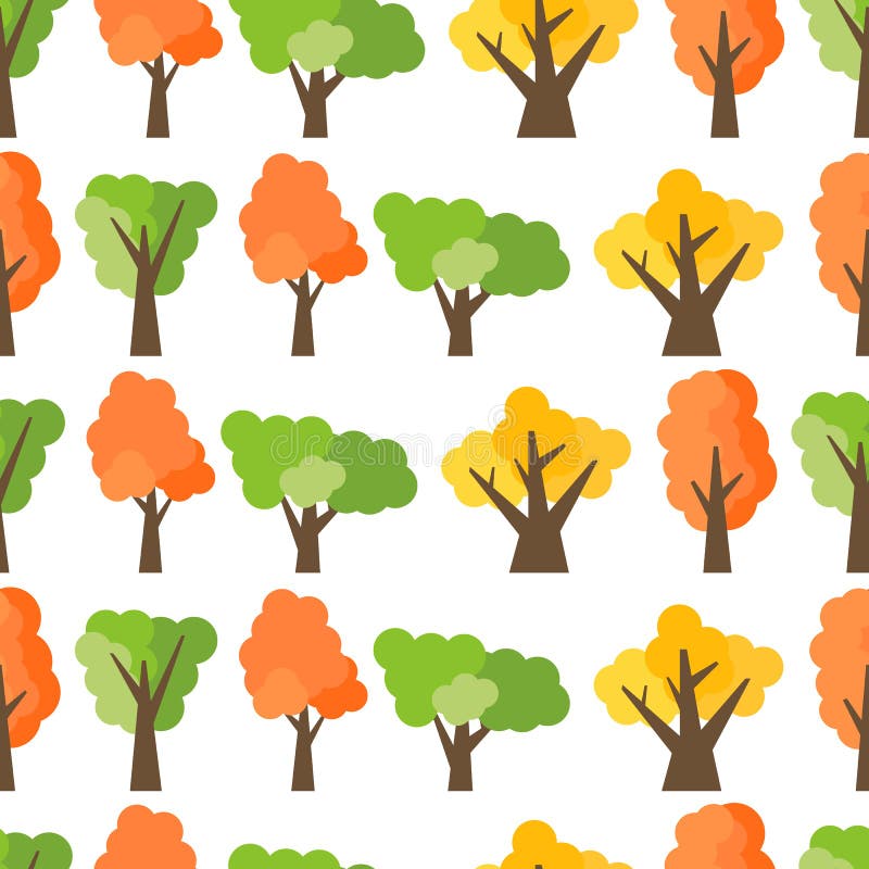 Seamless Pattern from Autumn Trees Stock Vector - Illustration of ...