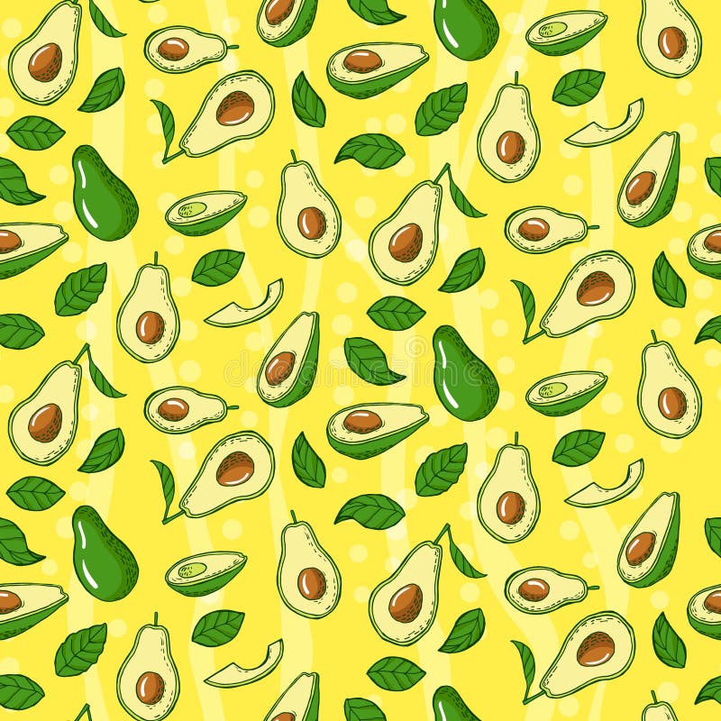 Seamless Pattern with Avocado Stock Illustration - Illustration of ...