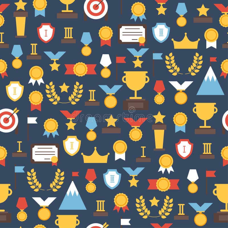 Seamless Pattern of Award Icons. Vector Colorful Stock Vector ...