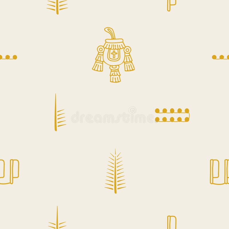 Seamless Pattern with Aztec Number Symbols Stock Vector - Illustration ...
