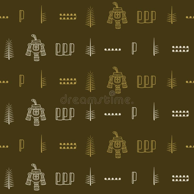 Seamless Pattern with Aztec Number Symbols Stock Vector - Illustration ...