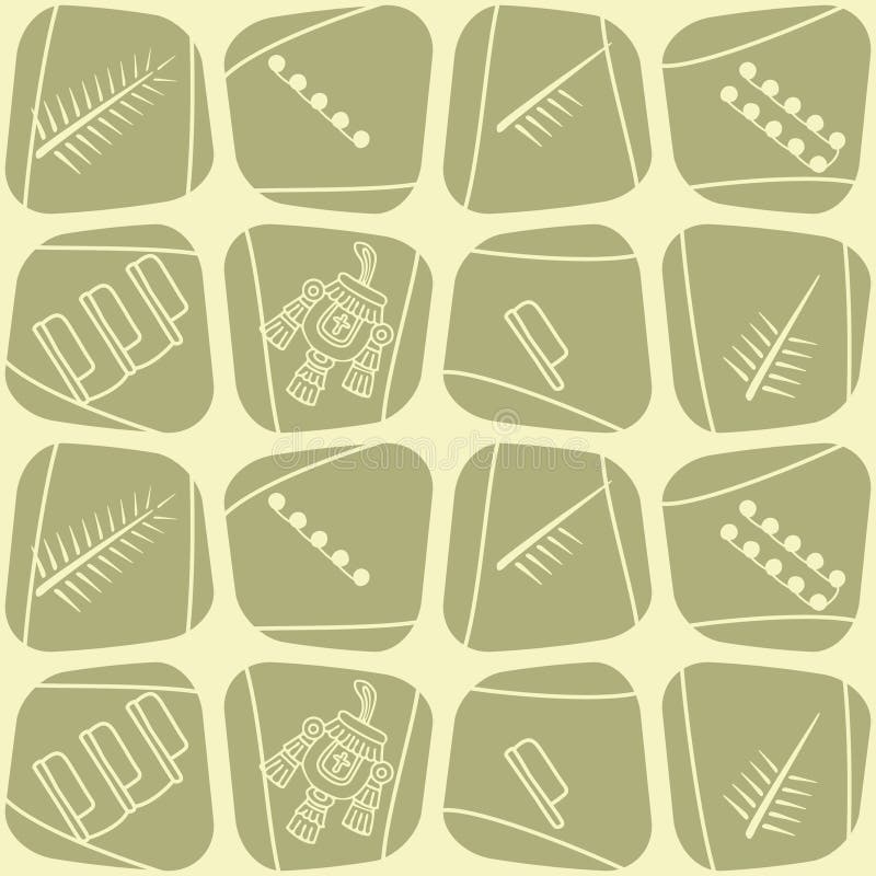 Seamless Pattern with Aztec Number Symbols Stock Vector - Illustration ...