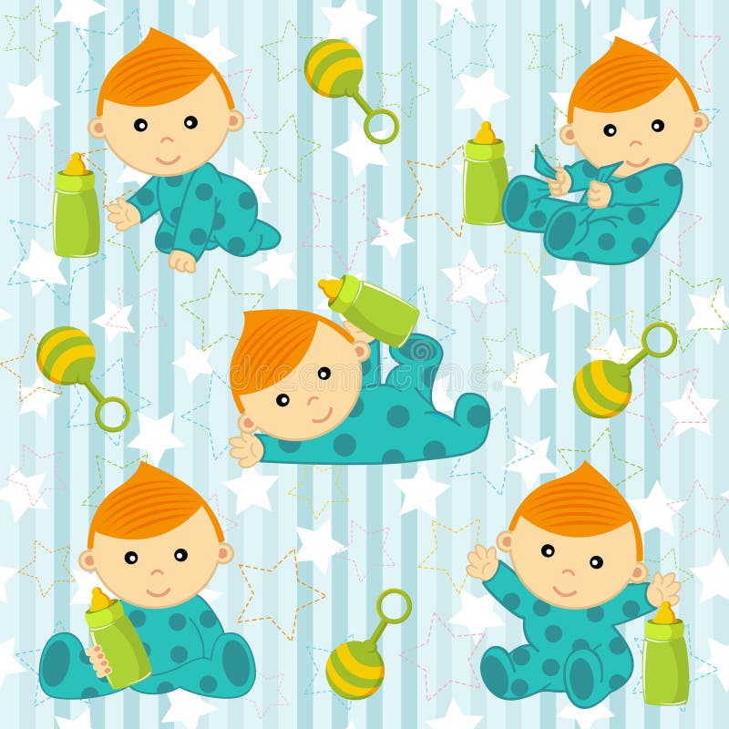 Seamless Pattern with Baby Boy Stock Vector - Illustration of seamless ...