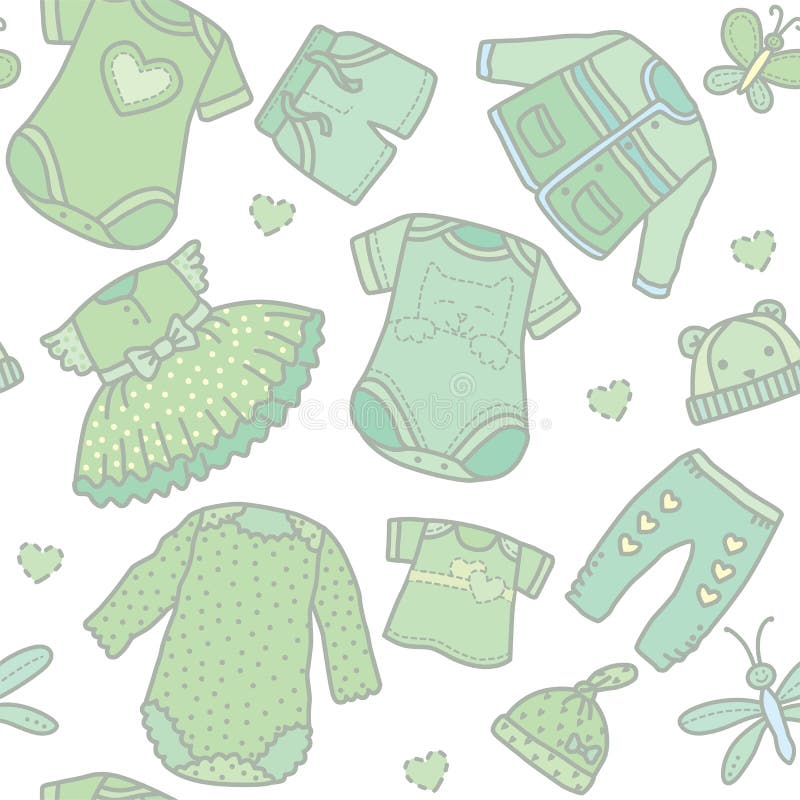 Seamless Pattern Baby Clothes Stock Vector - Illustration of headwear ...